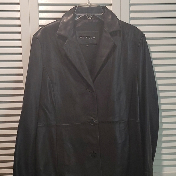 Winlit | Jackets & Coats | Vintage Winlit Black Leather Jacket Sz Large ...